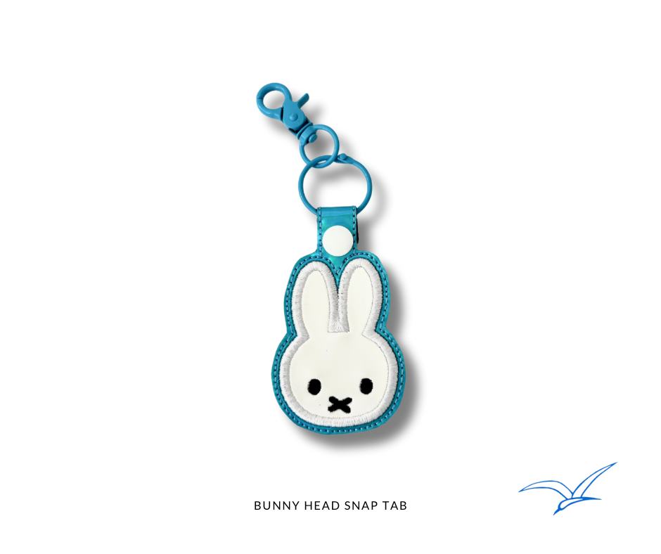 White Bunny Head Applique Snap Tab – Crashing Waves Designs