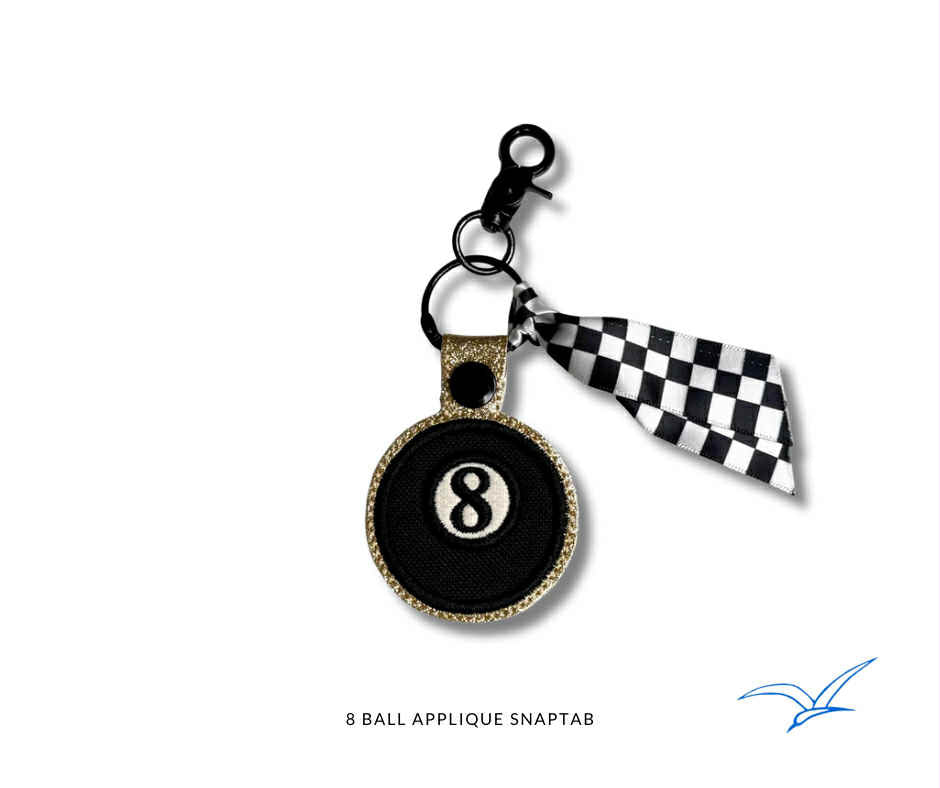 8 Ball Applique Snap Tab – Crashing Waves Designs