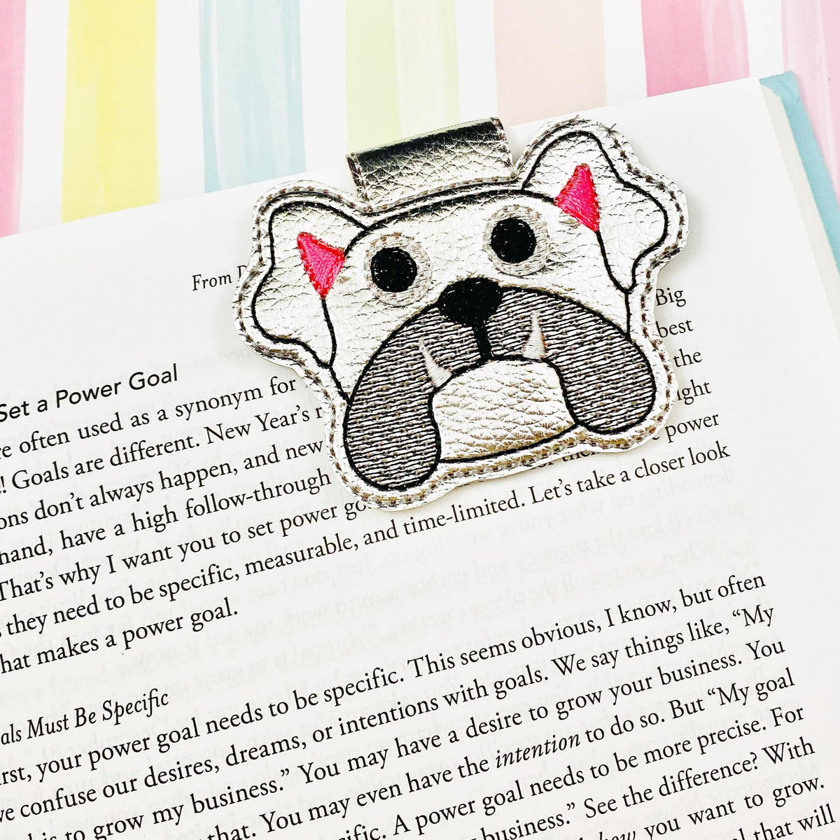 Bulldog Magnetic Fold Over Bookmark – Crashing Waves Designs