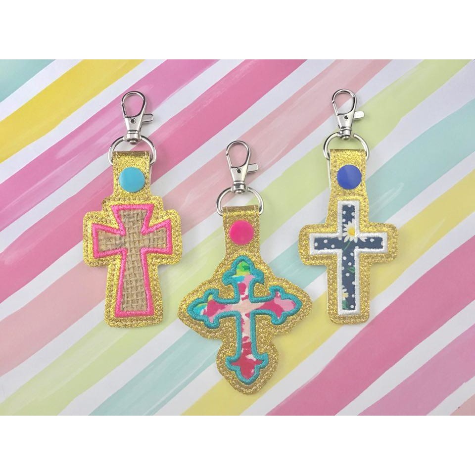 Cross Applique Snap Tab Set – Crashing Waves Designs